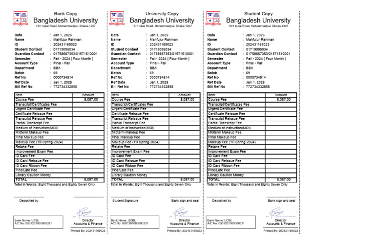 Common PrintStudentPaymentSlip - Aspx IsItForAdmission 0&StudentID 202431169023 | PDF | Payments