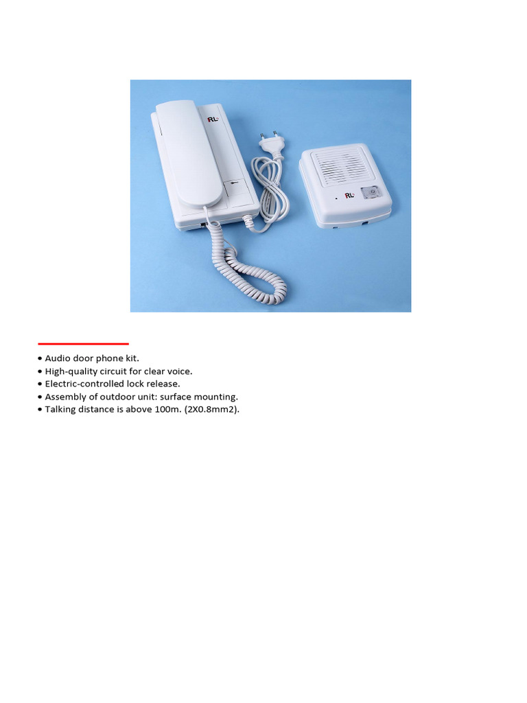 Audio Door Phone Kit RL-3208A | PDF