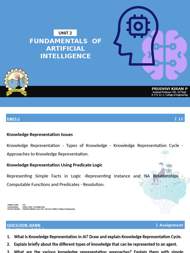 AI Knowledge Representation Guide | PDF | Logic | Knowledge