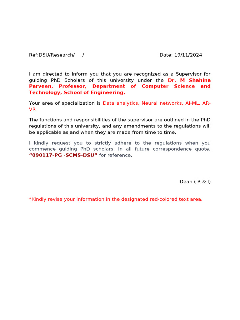 PhD Supervisor Appointment Notice | PDF