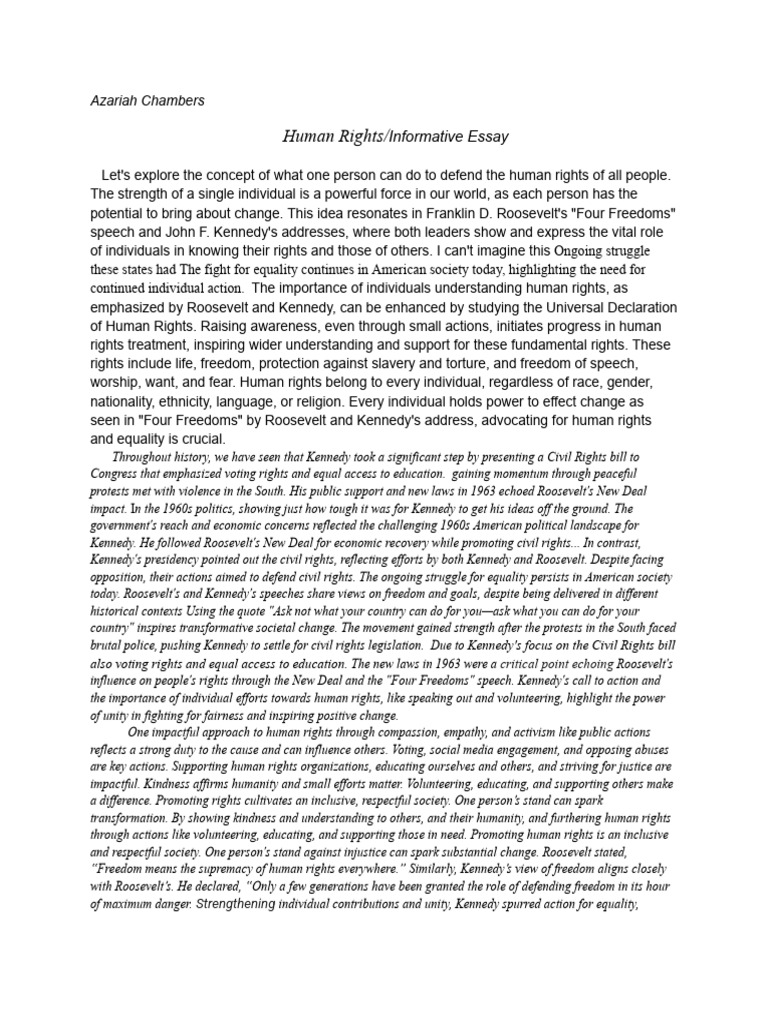 AZARIAH CHAMBERS - Write An Informative Essay | PDF | John F. Kennedy ...