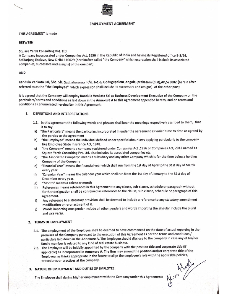 Employment Agreement | PDF