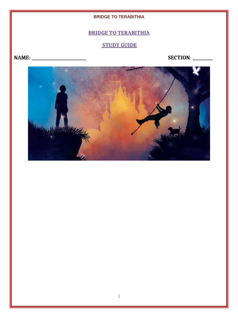 Bridge to Terabithia Study Guide | PDF | Narration | The Chronicles Of ...