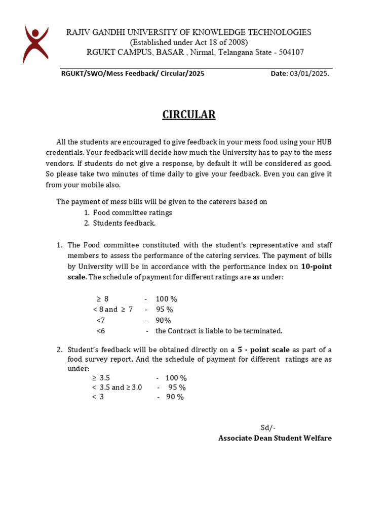 Mess Circular On Feedback | PDF