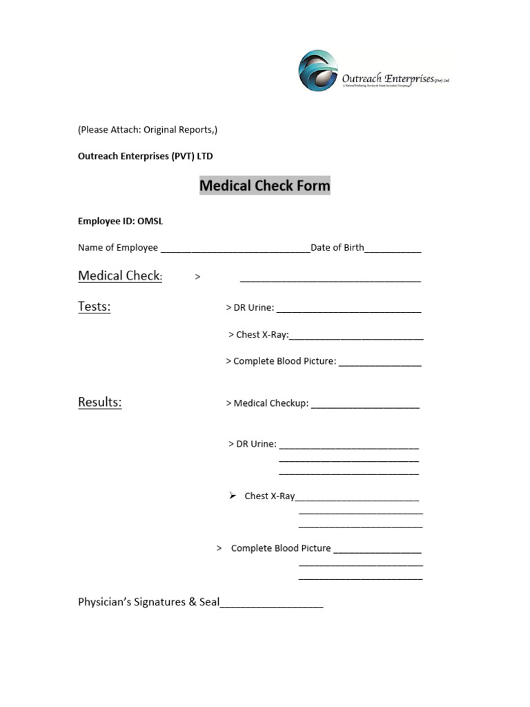 Medical Check Form | PDF