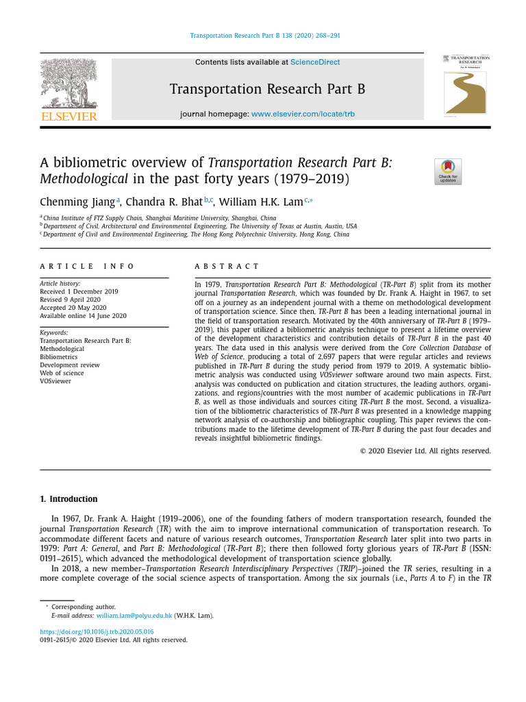 A Bibliometric Overview of Transportation Research Part B ...