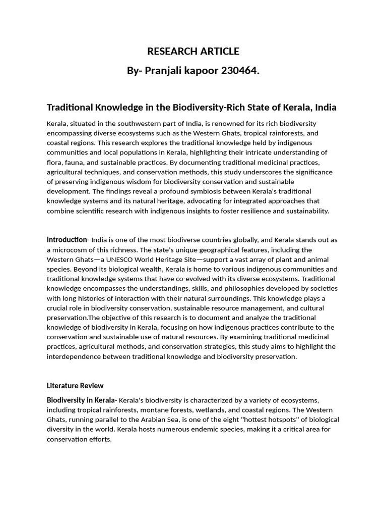 Research Article Evs Pranjali Kapoor | PDF | Conservation Biology ...