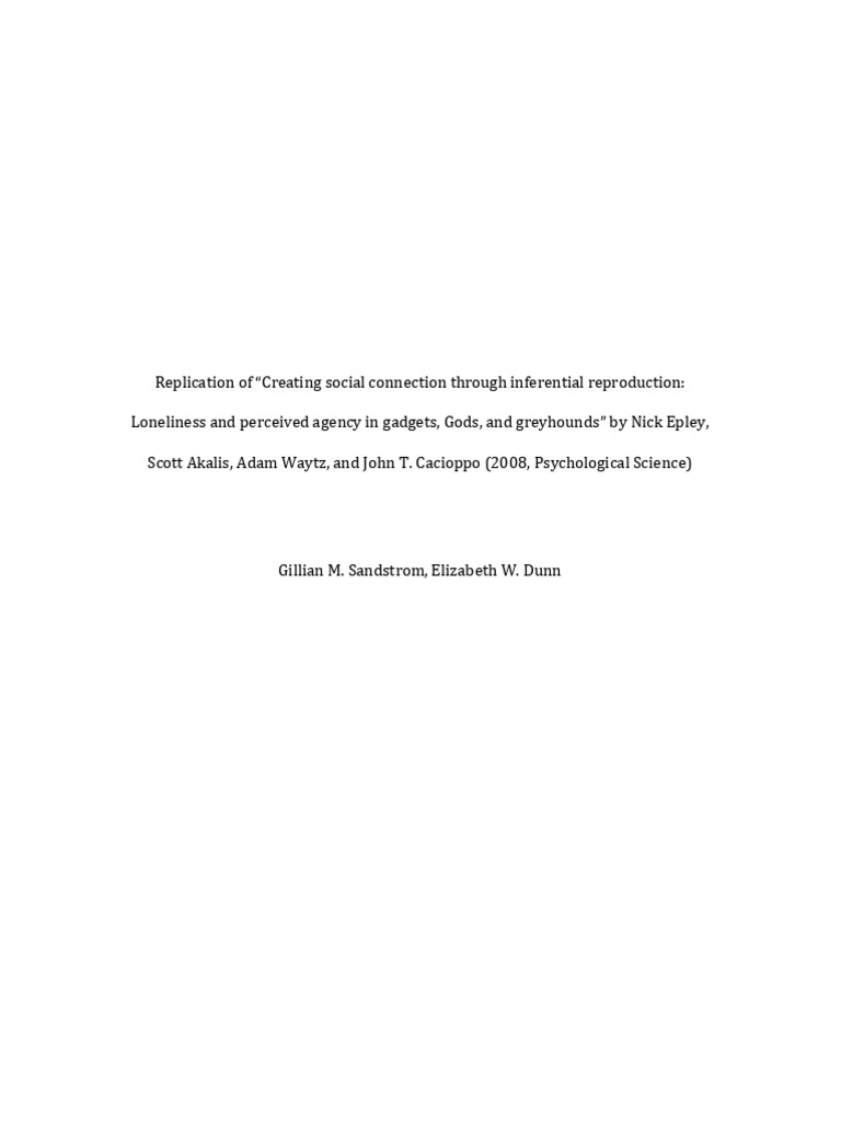 Epley Et Al 2008 Replication - Ps.final - Report | PDF | Analysis Of ...