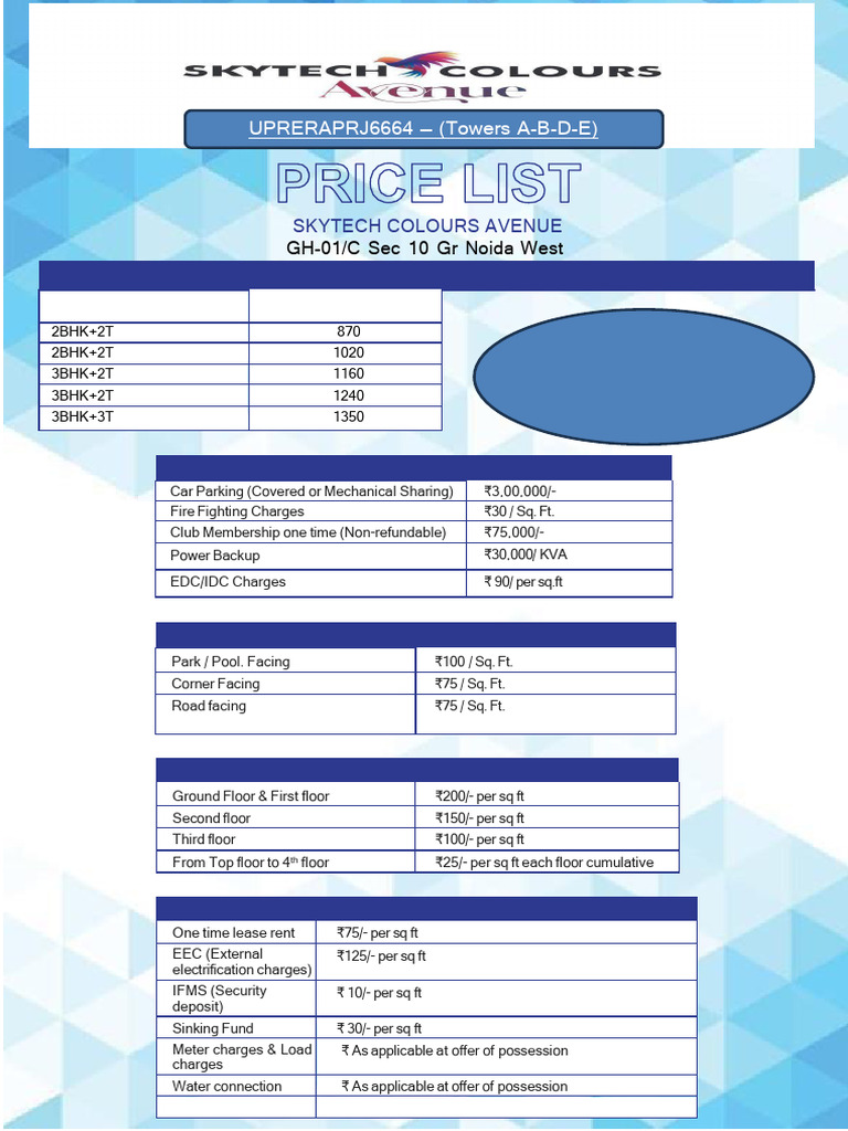 Skytech Colours Avenue - Price List NEW | PDF