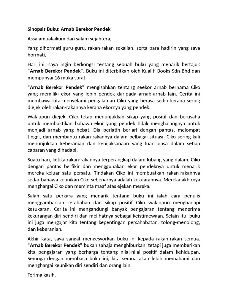 Ciko: Keberanian Arnab Berekor Pendek | PDF