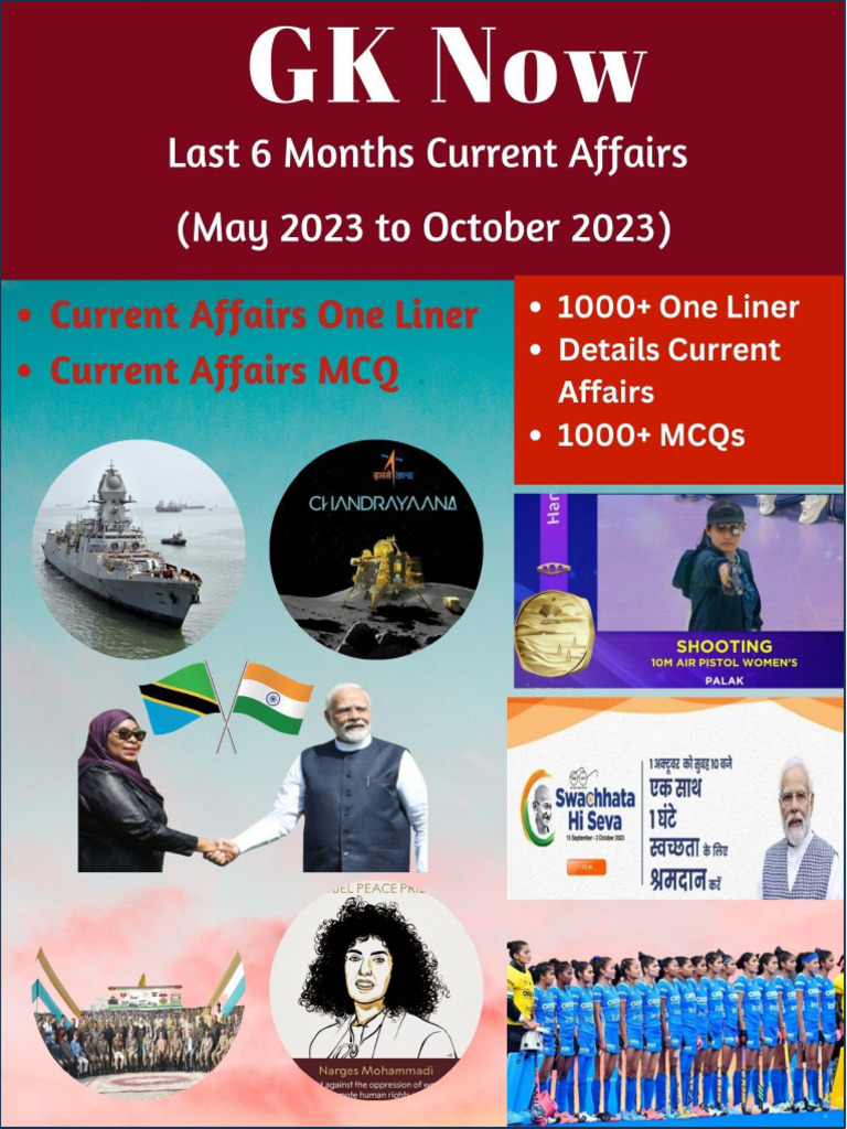 6 Month May 2023 To October 2023 Current Affairs Eng. | PDF | Narendra ...