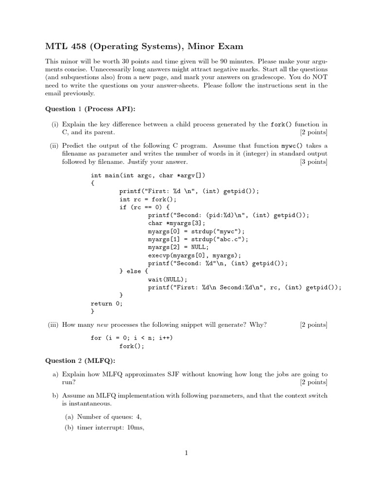 MTL458_Minor1_2020-21_Sem2 | PDF | Computer Architecture | Computer Science
