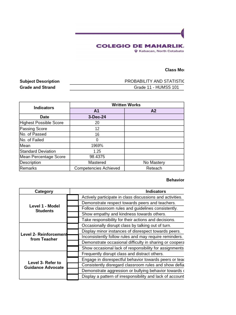 Grade 11 Probability & Statistics Report | PDF | Teachers | Statistics