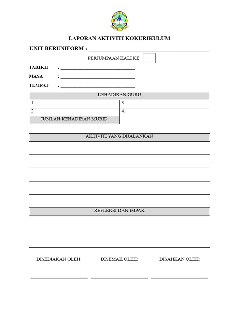Laporan Aktiviti Kokurikulum | PDF