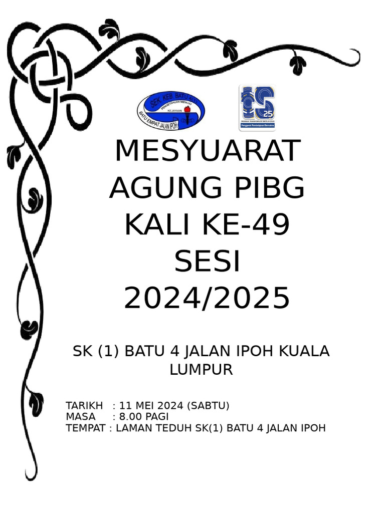 Atur Cara Majlis Dan Ajk Pelaksana Agm Pibg Ke 49 2024 Dan Usul | PDF