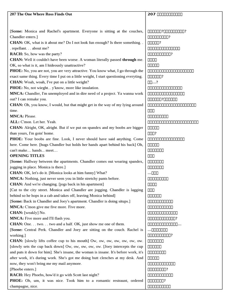 207 The One Where Ross Finds Out | PDF