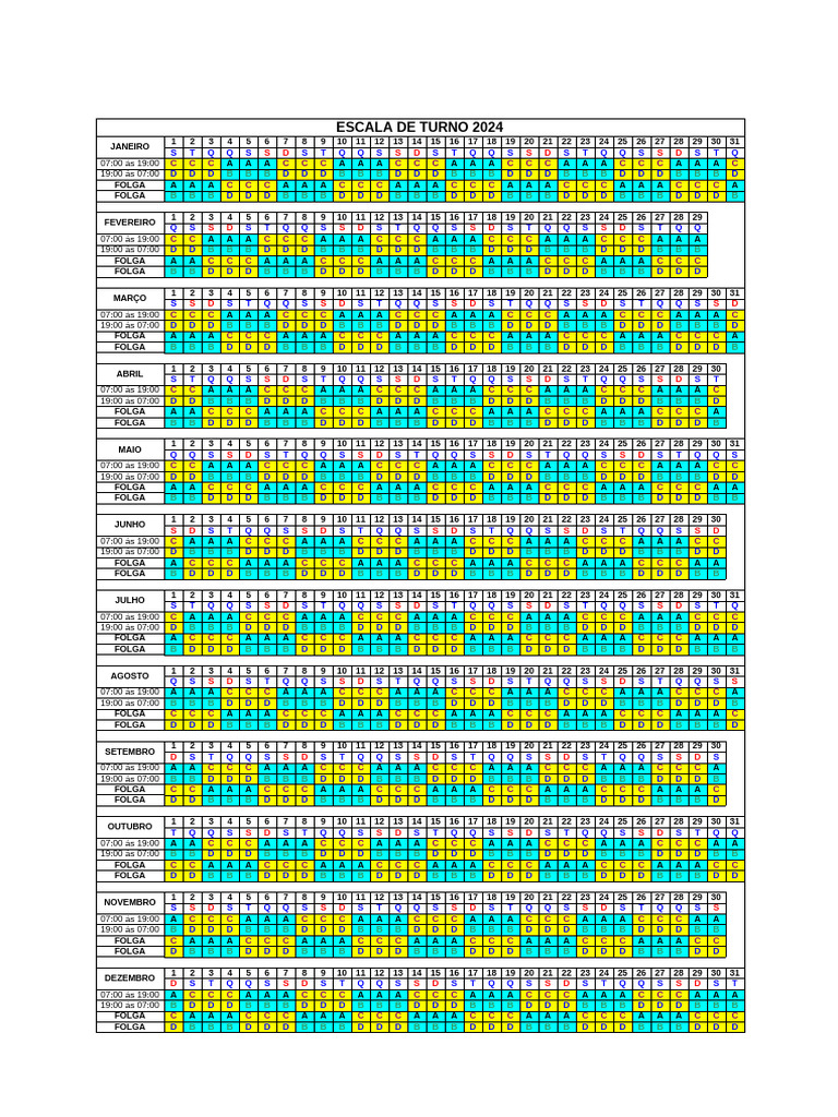 Escala de Turno 2025 | PDF