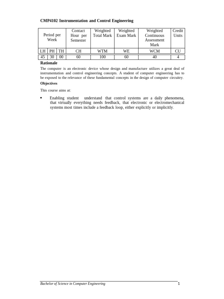 CMP4102 Instrumentation and Control Engineering | PDF | Stability Theory | Instrumentation