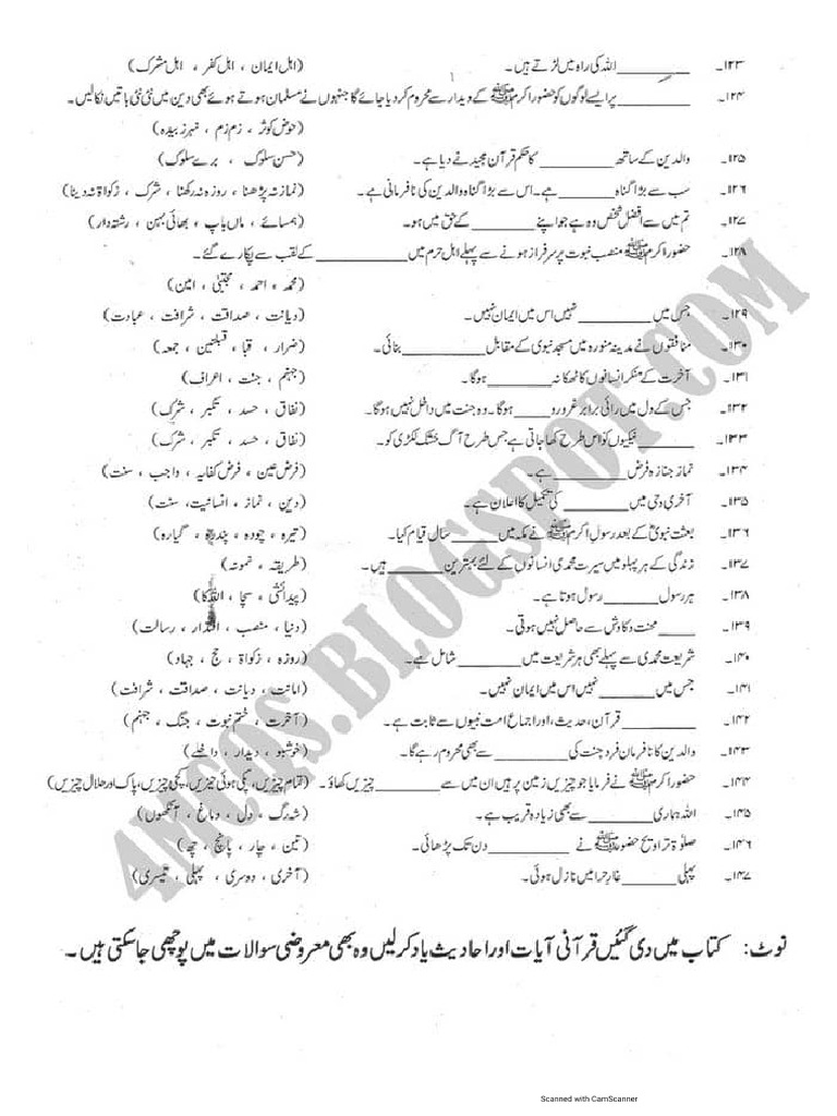 Islamiat MCQ's | PDF