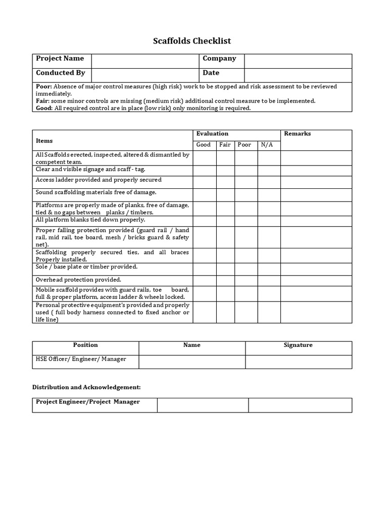 Scaffolds Checklist | PDF