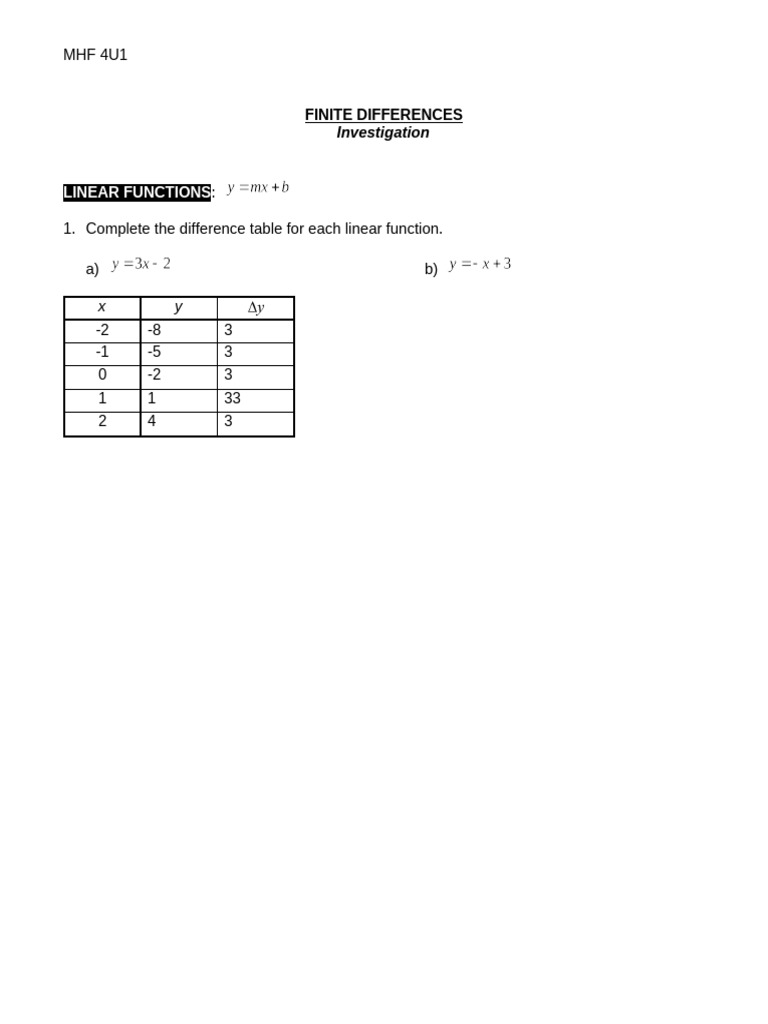 Classifying Functions with Finite Differences | PDF | Recurrence ...