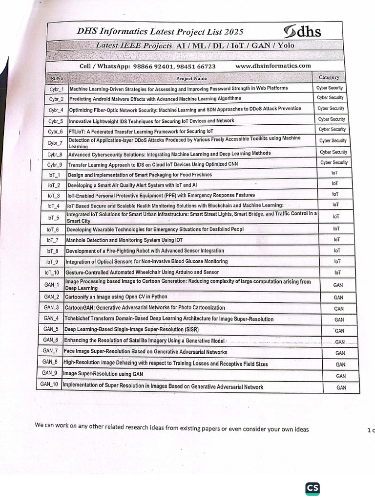 IEEE Projects List | PDF