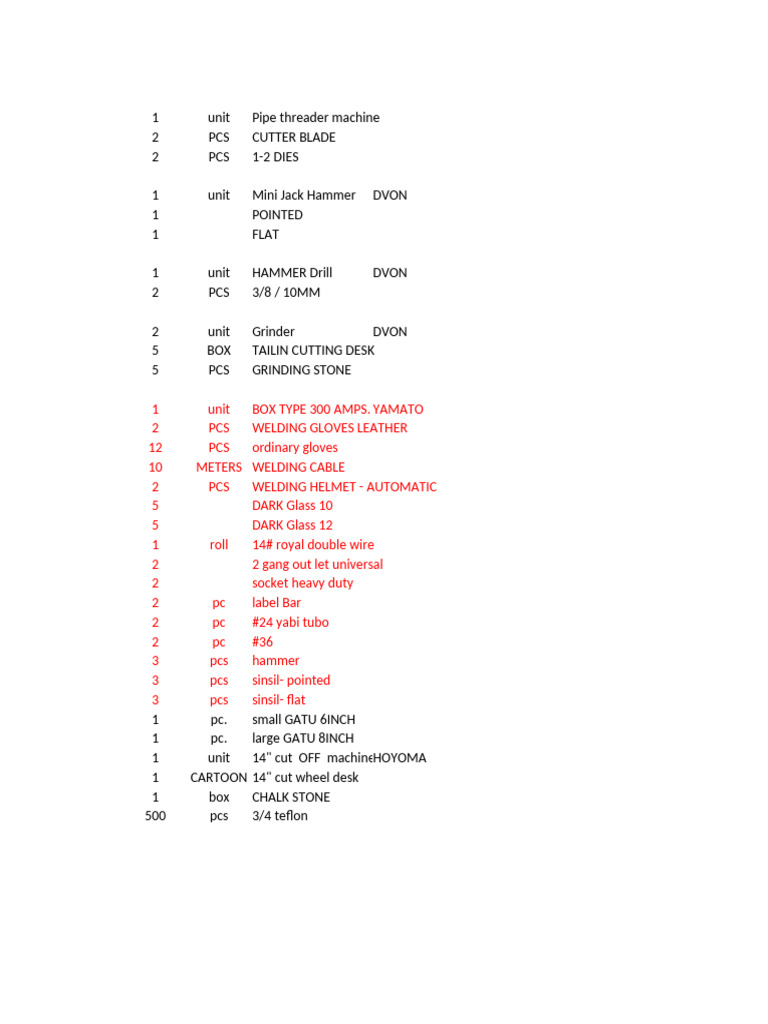 Tool and Equipments Tools | PDF
