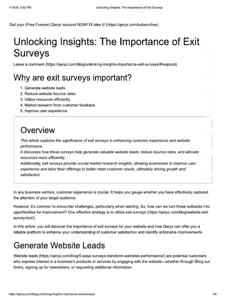 Unlocking Insights The Importance of Exit Surveys | PDF