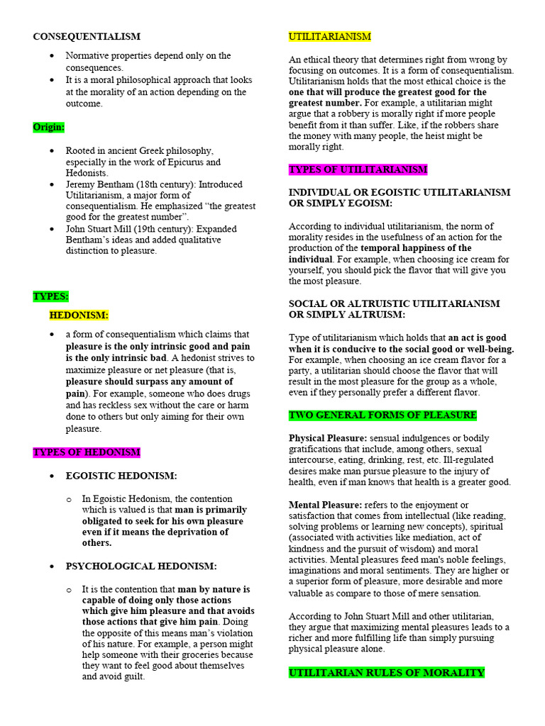 ethics | PDF | Utilitarianism | Pleasure