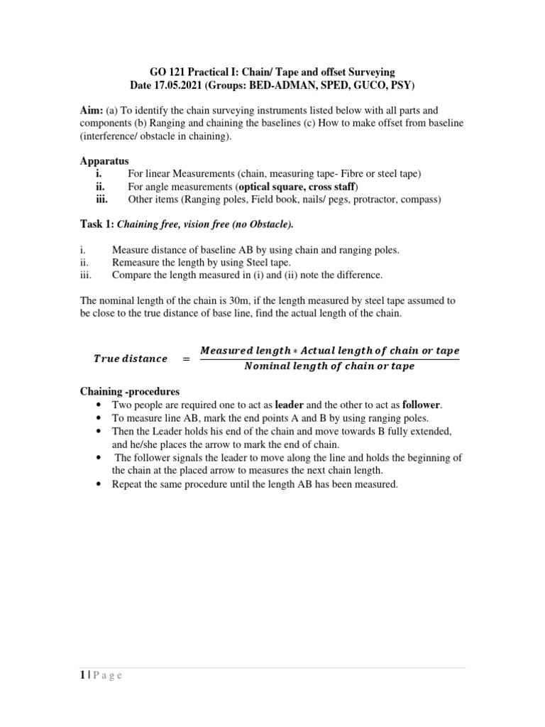 Chain Surveying practical-BED | PDF | Surveying