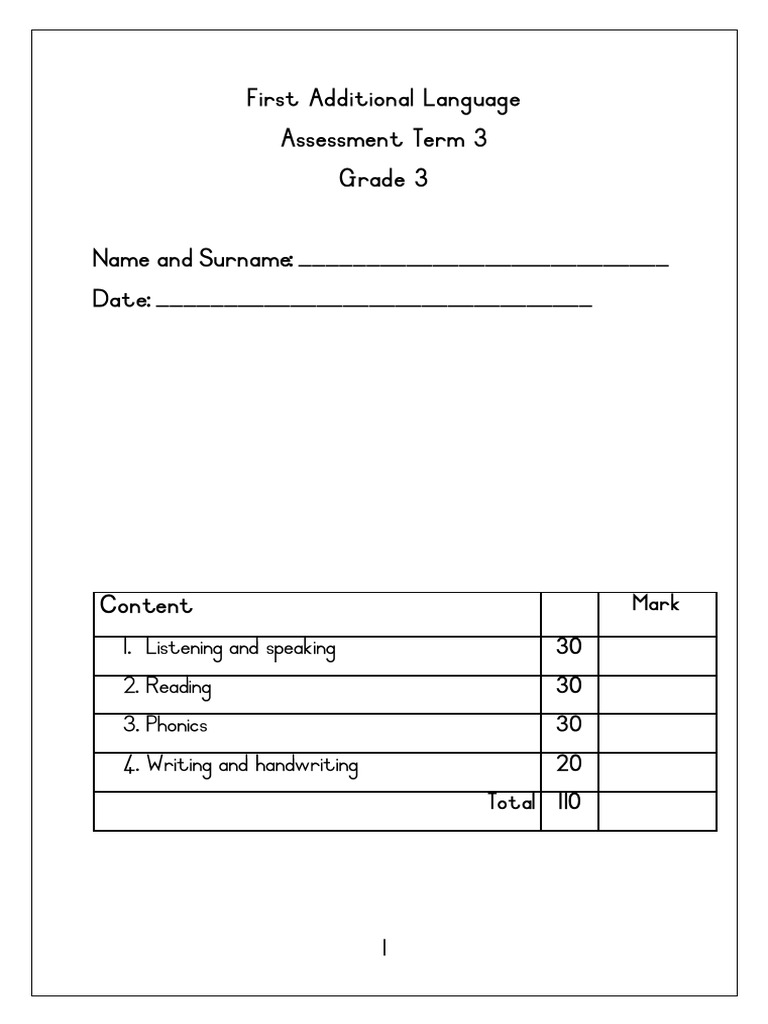 English First-Additional-Language-Gr.3 Term 3 | PDF