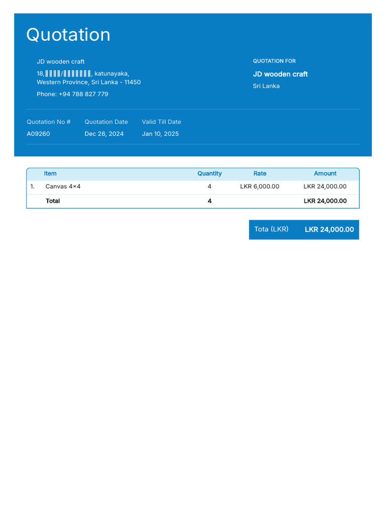 Quotation A09260 JD Wooden Craft JD Wooden Craft | PDF