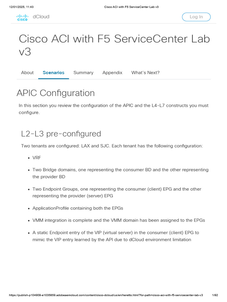 Cisco ACI With F5 ServiceCenter Lab v3 | PDF | Firewall (Computing) | Load Balancing (Computing)