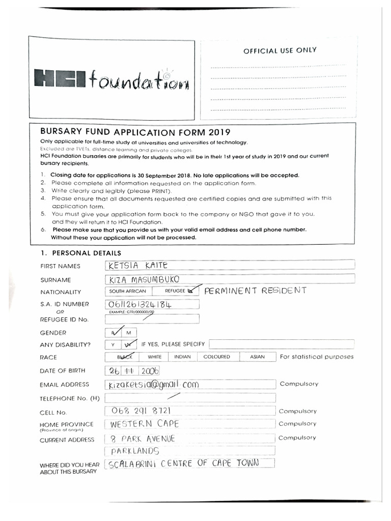 Bursary Application | PDF