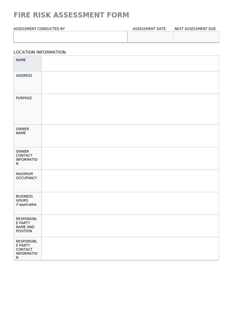 Fire Risk Assessment Form | PDF | Fire Safety | Firefighting