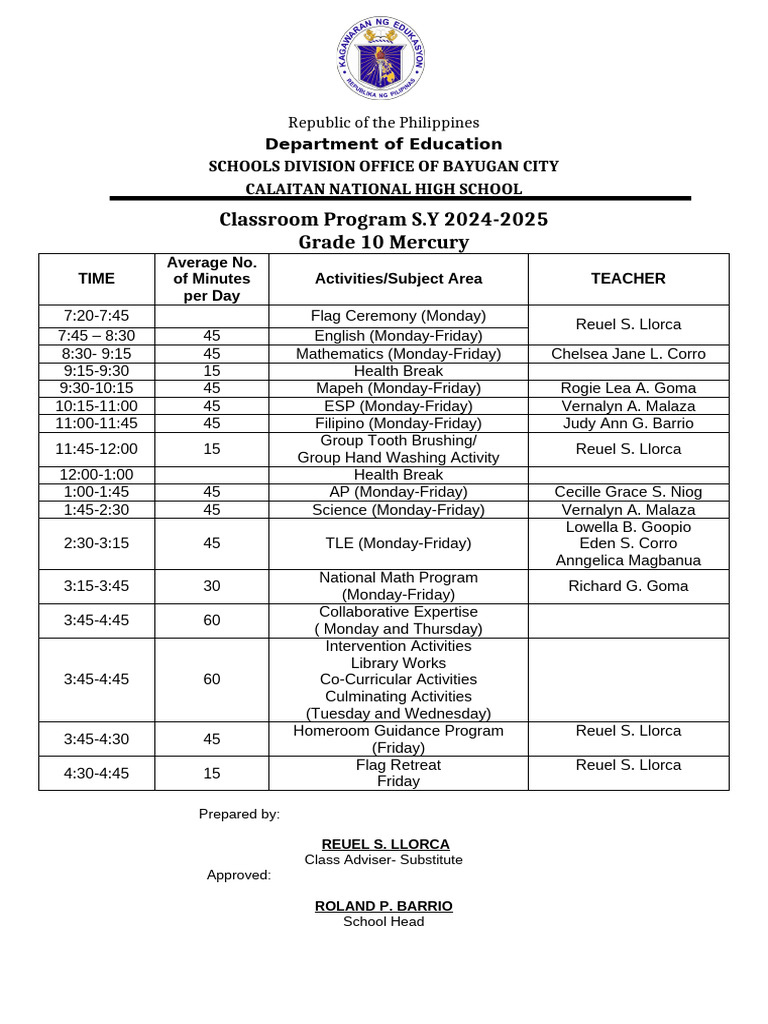 Classroom Program Pdf Philippines 3539
