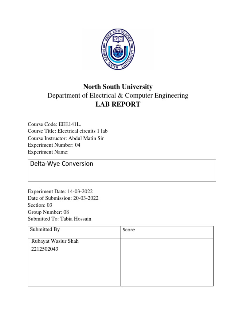 Delta Wye Converson LAB Report | PDF | Electrical Network | Resistor
