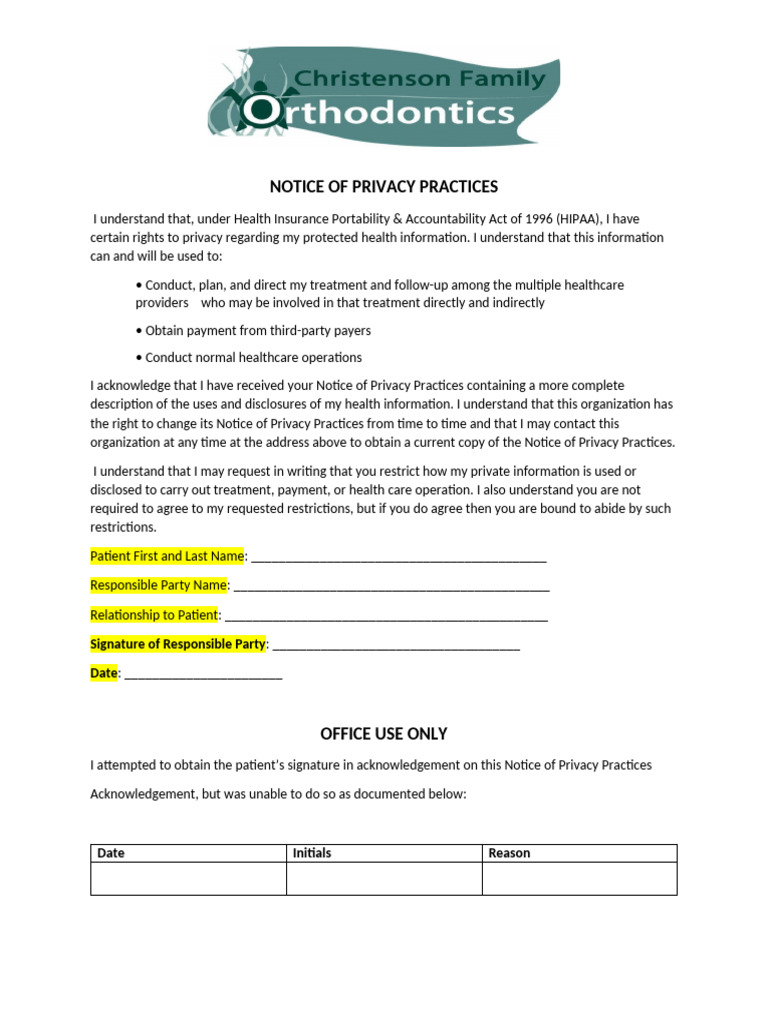 Notice of Privacy Practice and HIPAA Authorization | PDF | Health ...