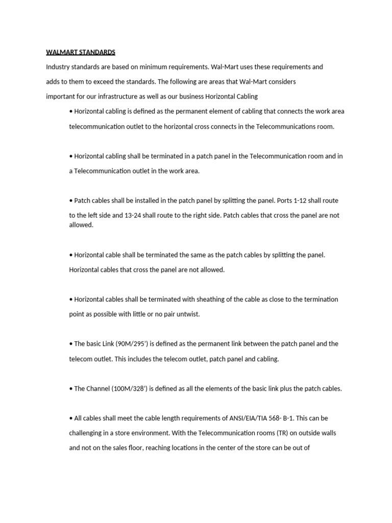 WalMart Cabling Standards | PDF | Electromagnetic Interference | Telecommunications