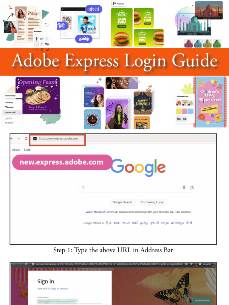 Adobe Express - Login Guide Latest | PDF