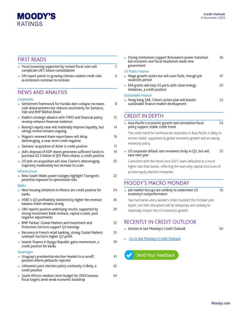Moody's 2024 Default Study Insights | PDF | Cost Of Living | Climate Change