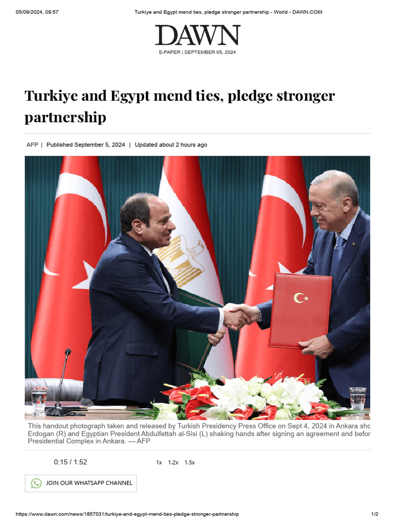 Turkiye and Egypt Mend Ties, Pledge Stronger Partnership - World | PDF ...