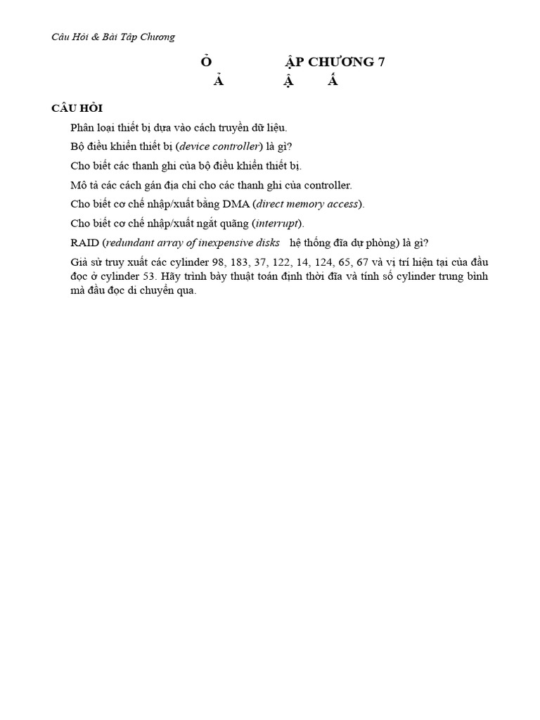 CauHoi BaiTap Chapter 7 | PDF