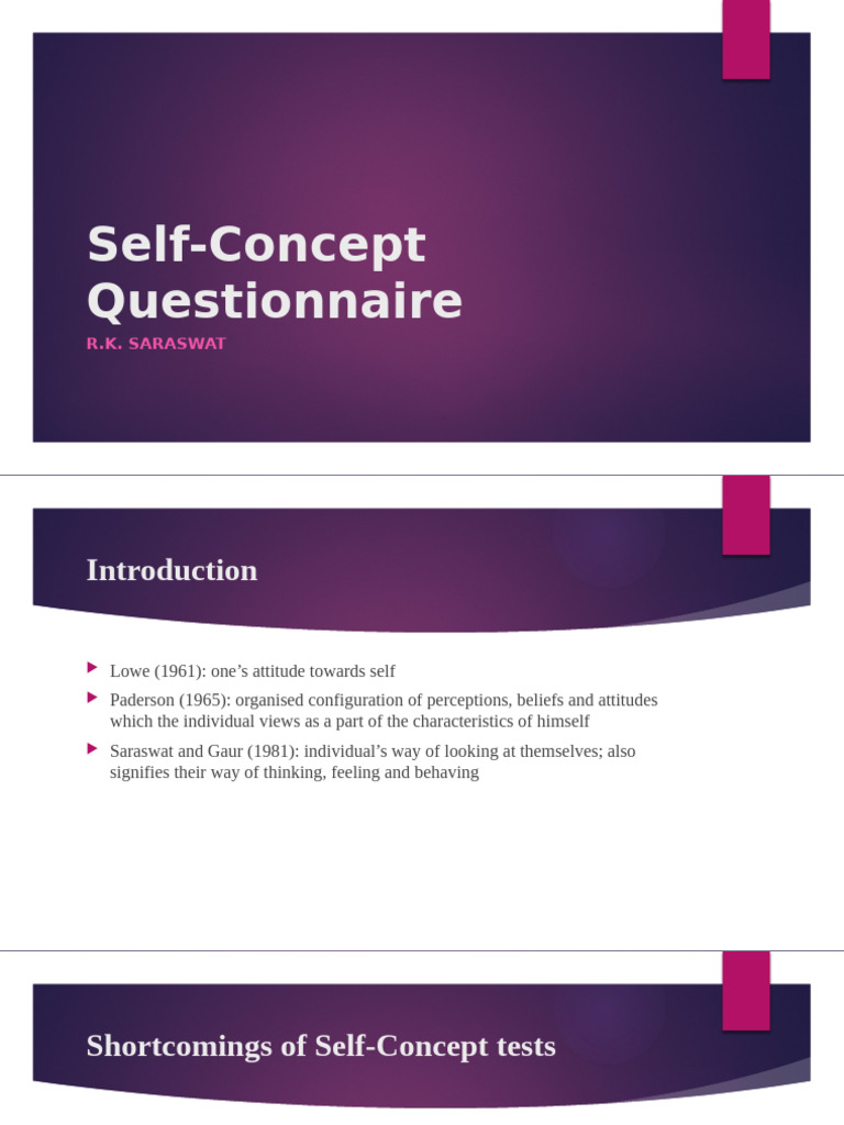 Self-Concept Questionnaire (SCQ) | PDF | Self Concept | Attitude ...