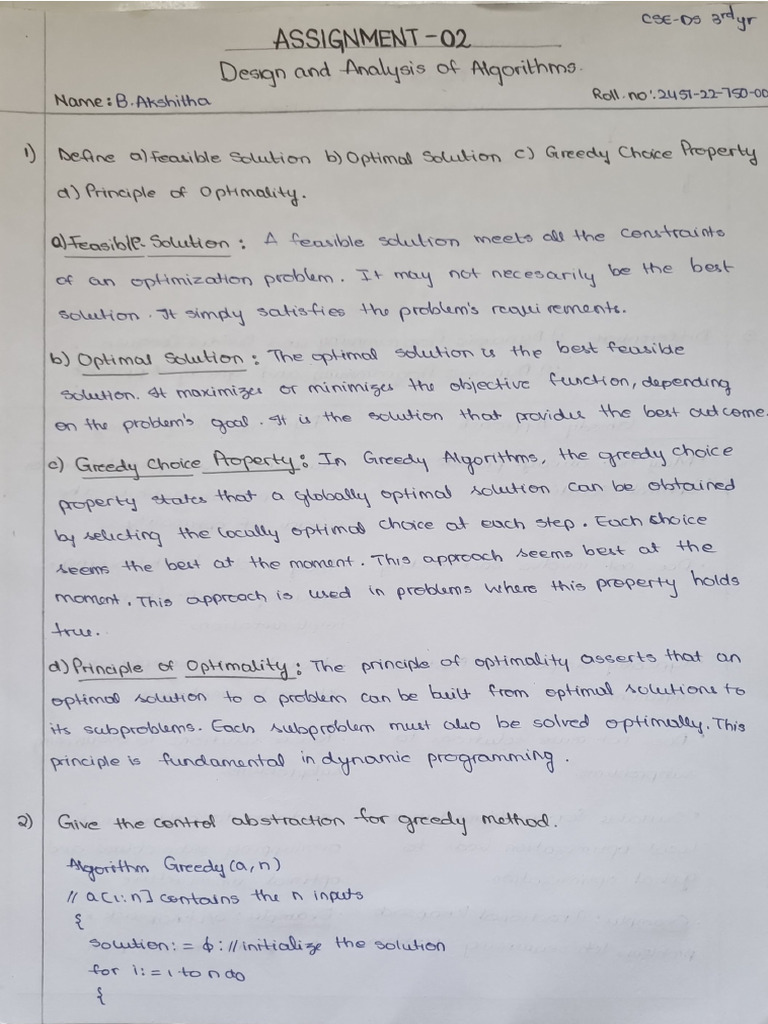 Daa Assignment2 | PDF