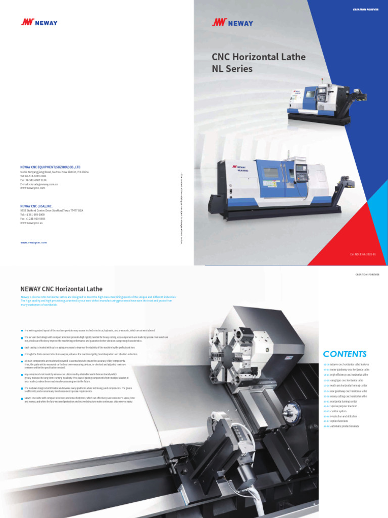 CNC Horizontal Lathe NL Series: Neway CNC Equipment (Suzhou) Co.,Ltd | PDF | Numerical Control ...