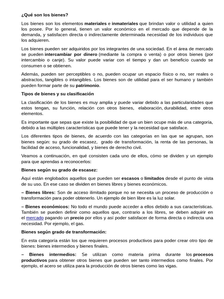 Definición y Tipos de Bienes | PDF | Bienes | Ciencias económicas