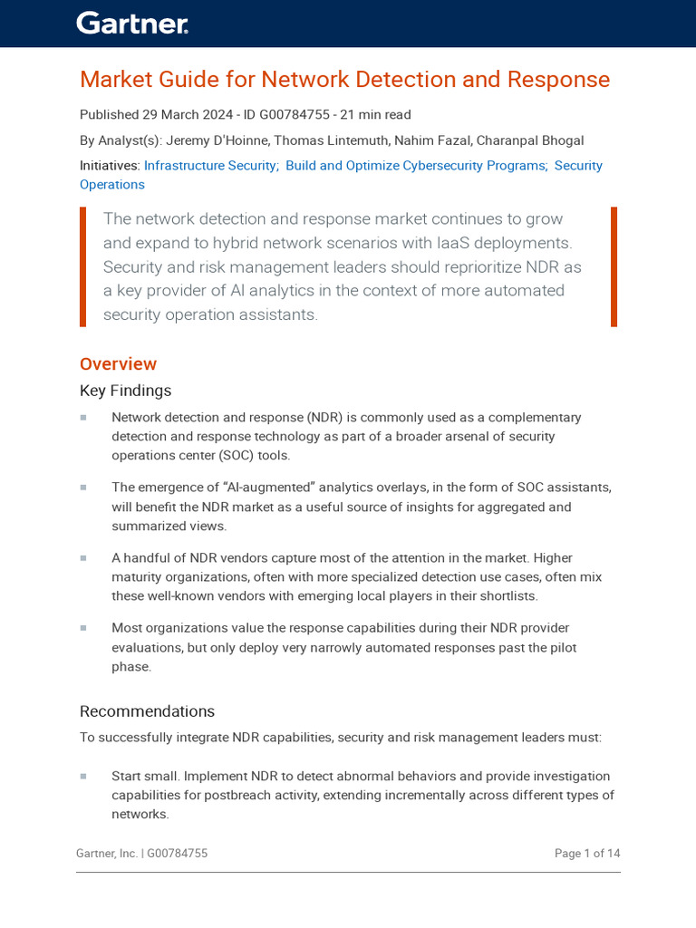 6643690f56a51719abfa0901 - Gartner Market Guide For NDR | PDF ...
