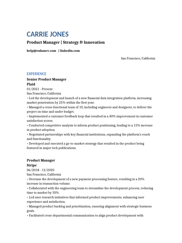 Carrie Jones Resume Template | PDF | Agile Software Development | Business