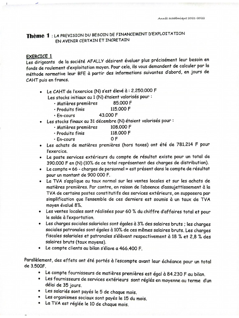 Exercice d'Application | PDF